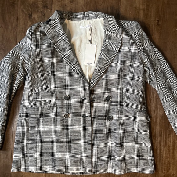 Mango | Jackets & Coats | Mango Blackgray Plaid Blazer Jacket | Poshmark